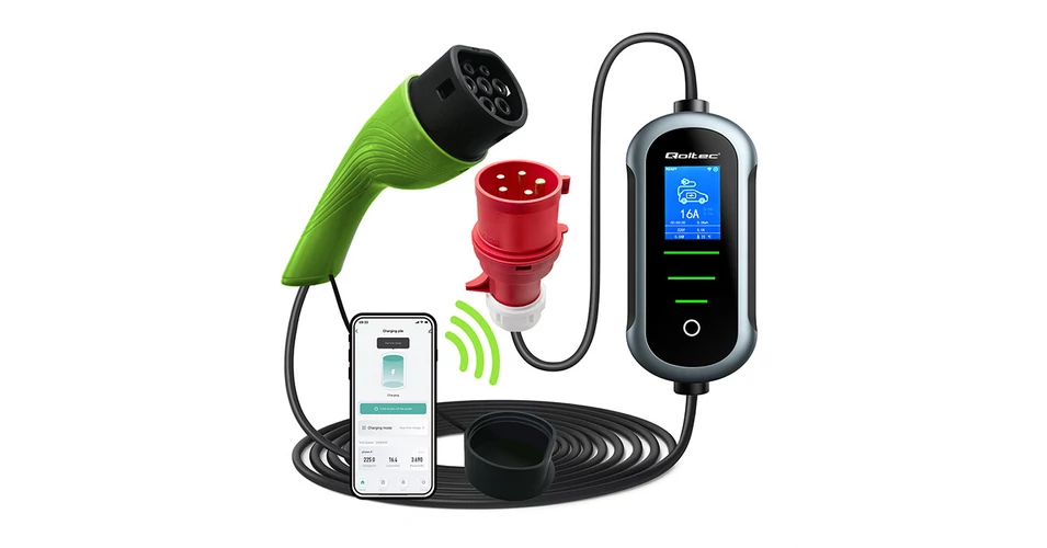 Qoltec Mobil EV Elektromos Autó Töltő 2 az 1-ben Type 2 Állítással ...